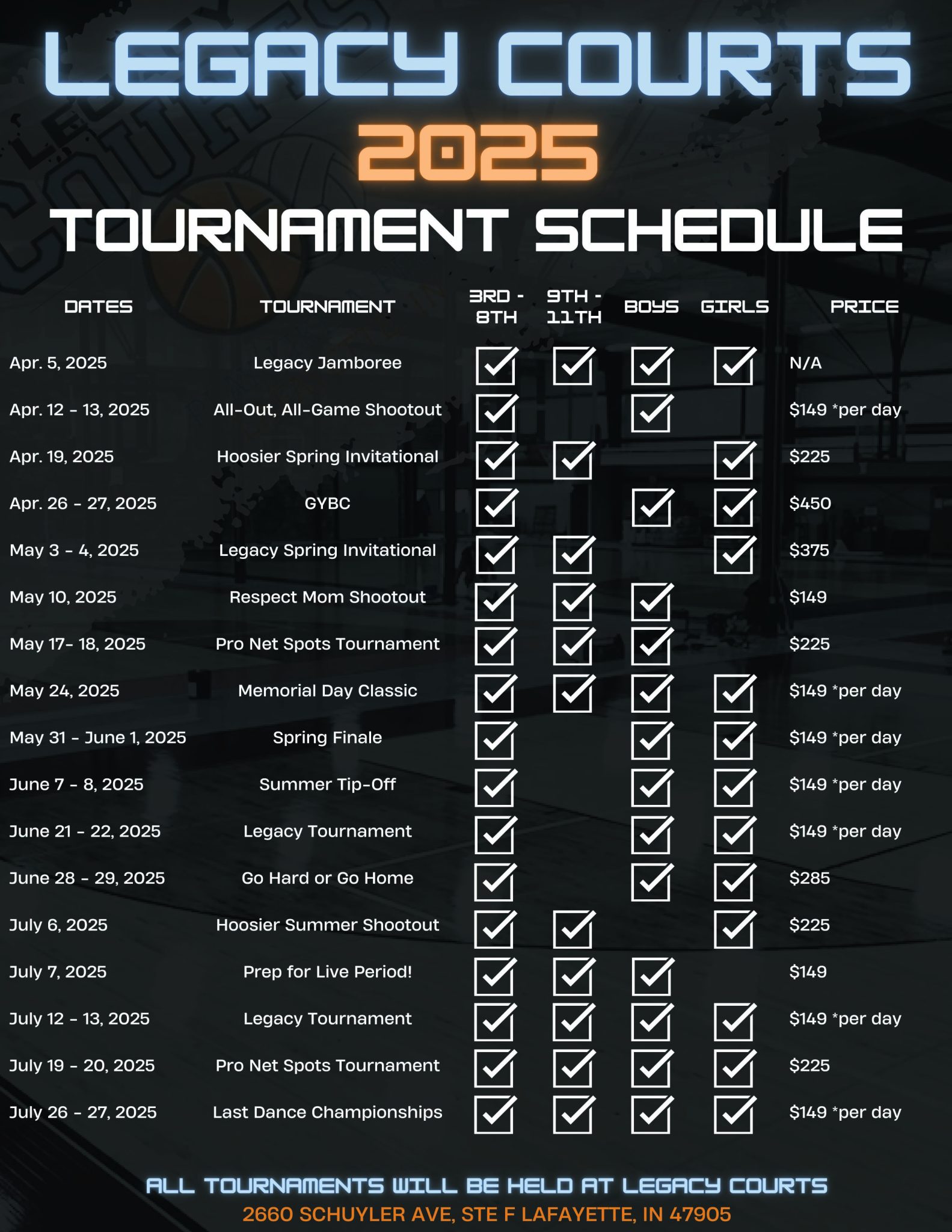 Basketball Tournaments | Legacy Courts